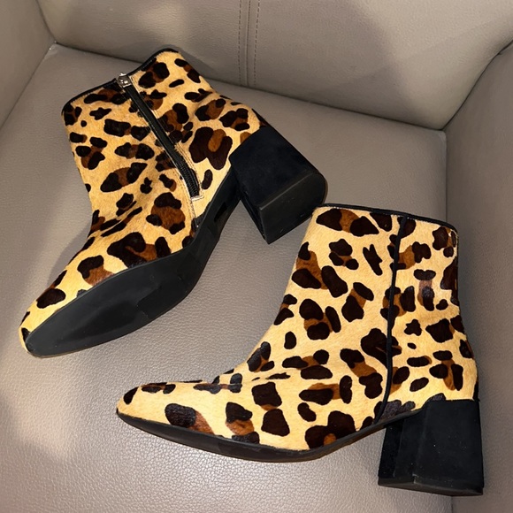 SCHUTZ | Shoes | Schutz Leopard Cheetah Booties Genuine Calf Hair And ...